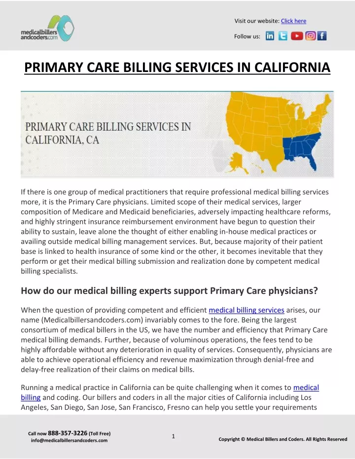 PPT - PRIMARY CARE BILLING SERVICES IN CALIFORNIA PowerPoint ...