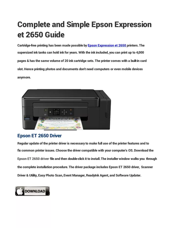 PPT - Complete and Simple Epson Expression et 2650 Guide PowerPoint ...