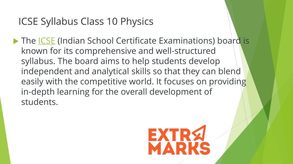PPT ICSE Syllabus Class 10 Physics PowerPoint Presentation Free