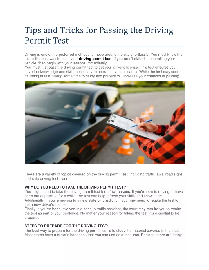 PPT - Tips and Tricks for Passing the Driving Permit Test PowerPoint ...