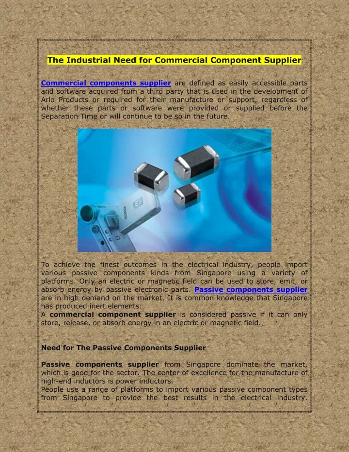 PPT - The Industrial Need for Commercial Component Supplier PowerPoint ...
