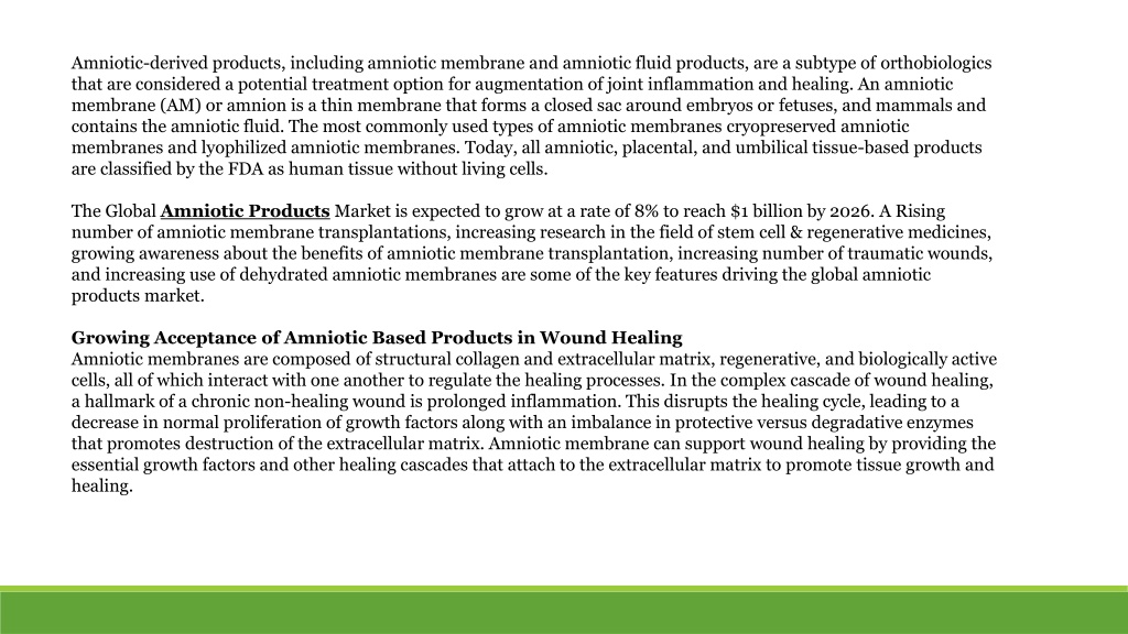 PPT - Amniotic Products Market to Incur Steady Growth by 2026 ...