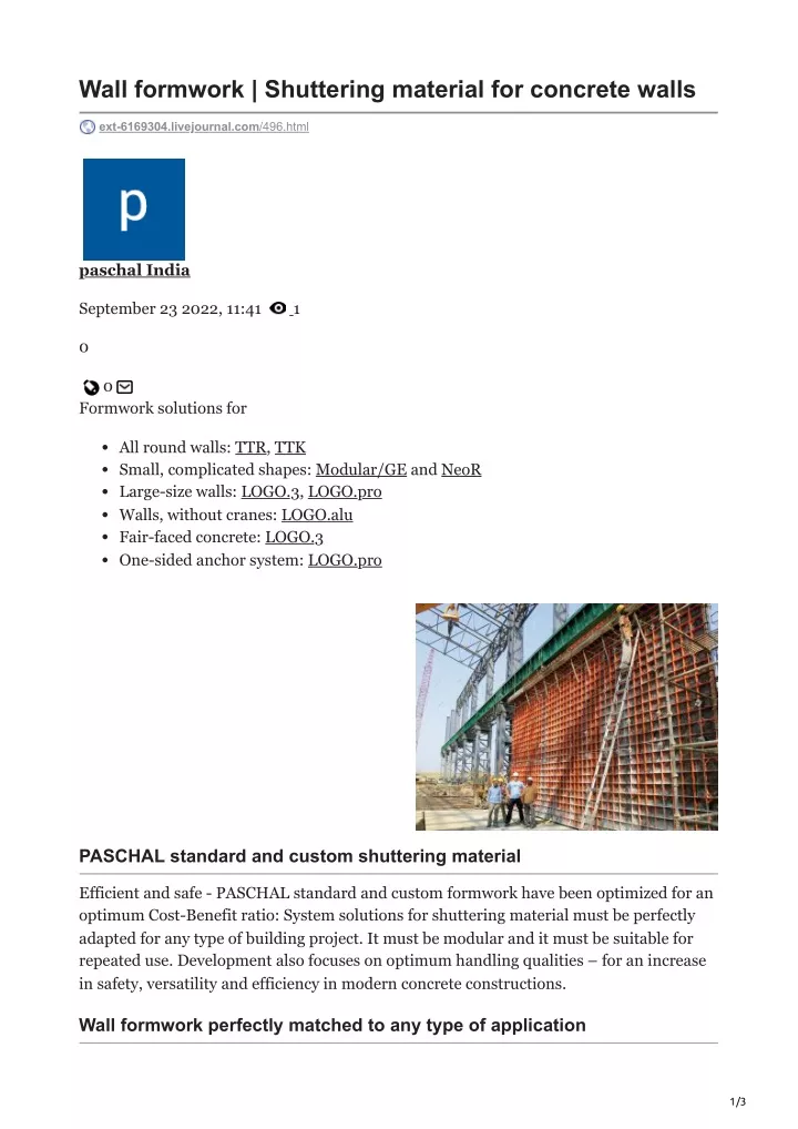 PPT - ext-6169304.livejournal.com-Wall formwork Shuttering material for concrete walls ...