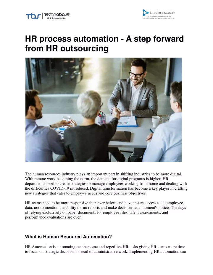 PPT - HR process automation | A step forward from HR outsourcing | HRMS ...