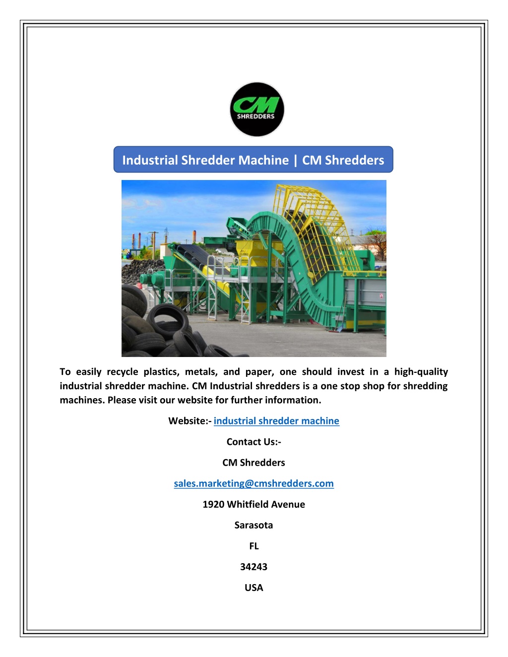PPT - Industrial Shredder Machine | CM Shredders PowerPoint ...