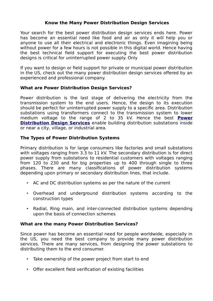 PPT - Know the Many Power Distribution Design Services PowerPoint ...