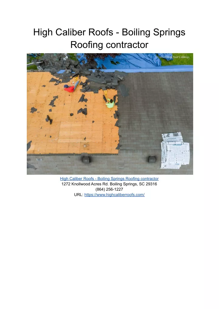 PPT - High Caliber Roofs - Boiling Springs Roofing contractor ...
