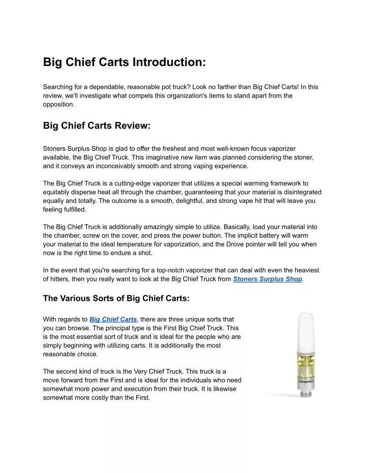 Ppt Big Chief Carts Introduction Review Stoners Surplus Shop