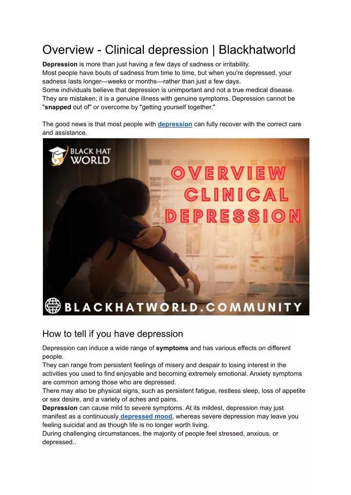 PPT - Overview - Clinical depression _ Blackhatworld PowerPoint ...