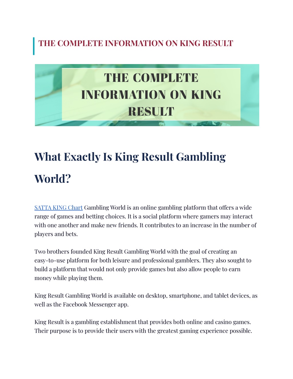 PPT - THE COMPLETE INFORMATION ON KING RESULT PowerPoint Presentation ...