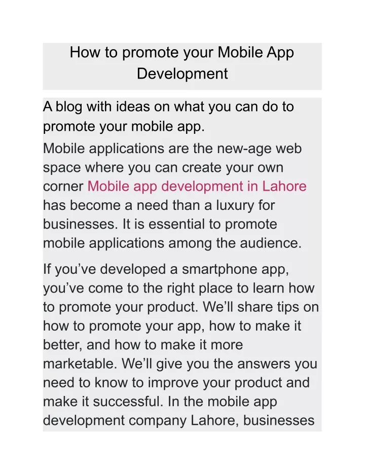 PPT - How to promote your Mobile App Development PowerPoint ...