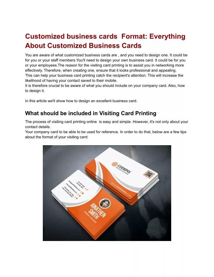 PPT - Customized business cards Format_ Everything About Customized ...