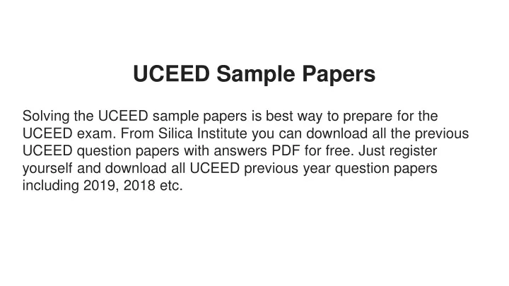 PPT - UCEED Sample Papers (1) PowerPoint Presentation, free download ...