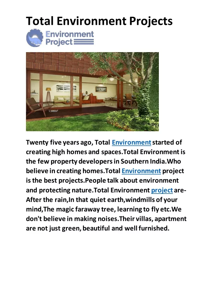 PPT - Best total Environment project and real estate in India ...