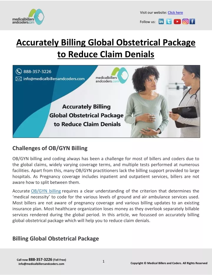 PPT - Accurately Billing Global Obstetrical Package to Reduce Claim ...