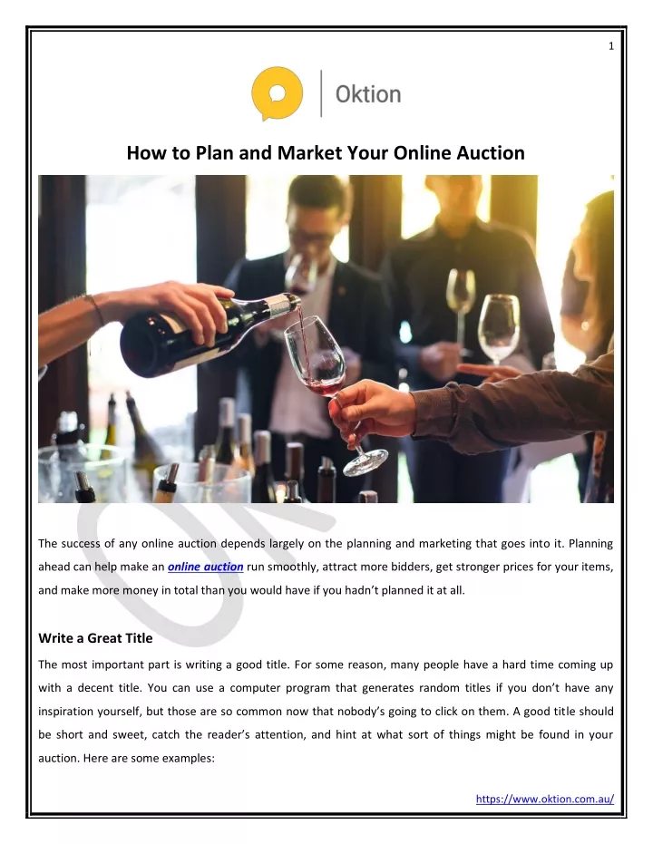 PPT - How to Plan and Market Your Online Auction PowerPoint ...