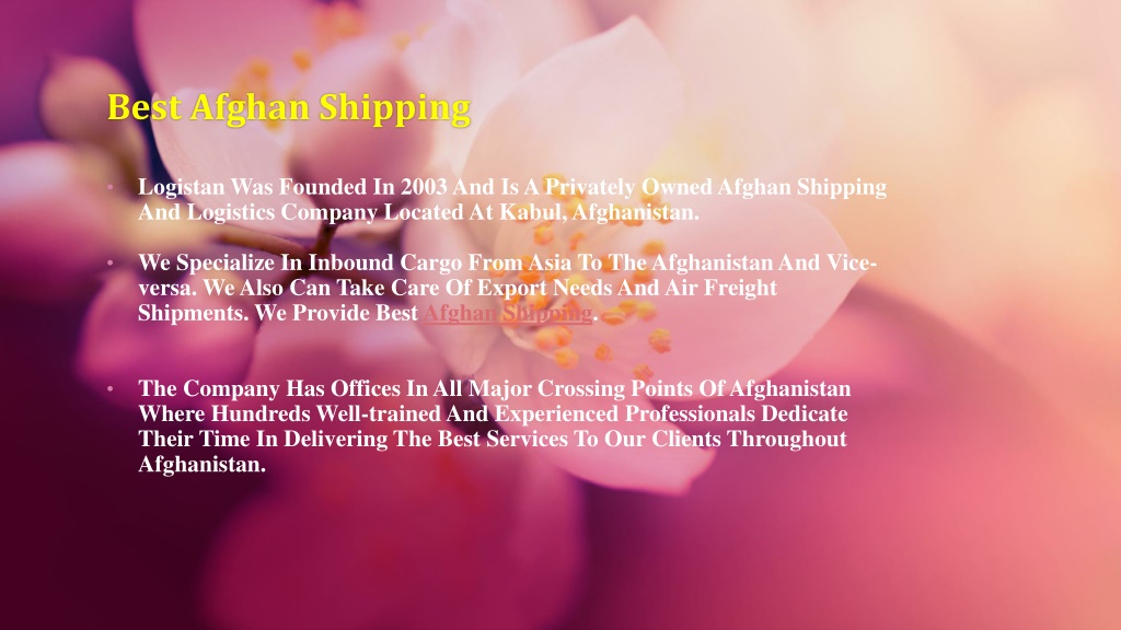 PPT - Do you want Excellent Afghan Shipping - Logistan PowerPoint ...