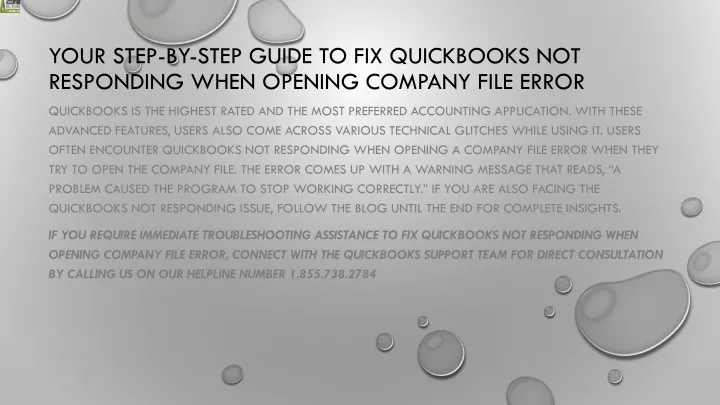 PPT - Easy fixing ways to troubleshoot QuickBooks Not Responding When ... PPT - Easy fixing ways to troubleshoot QuickBooks Not Responding When ...