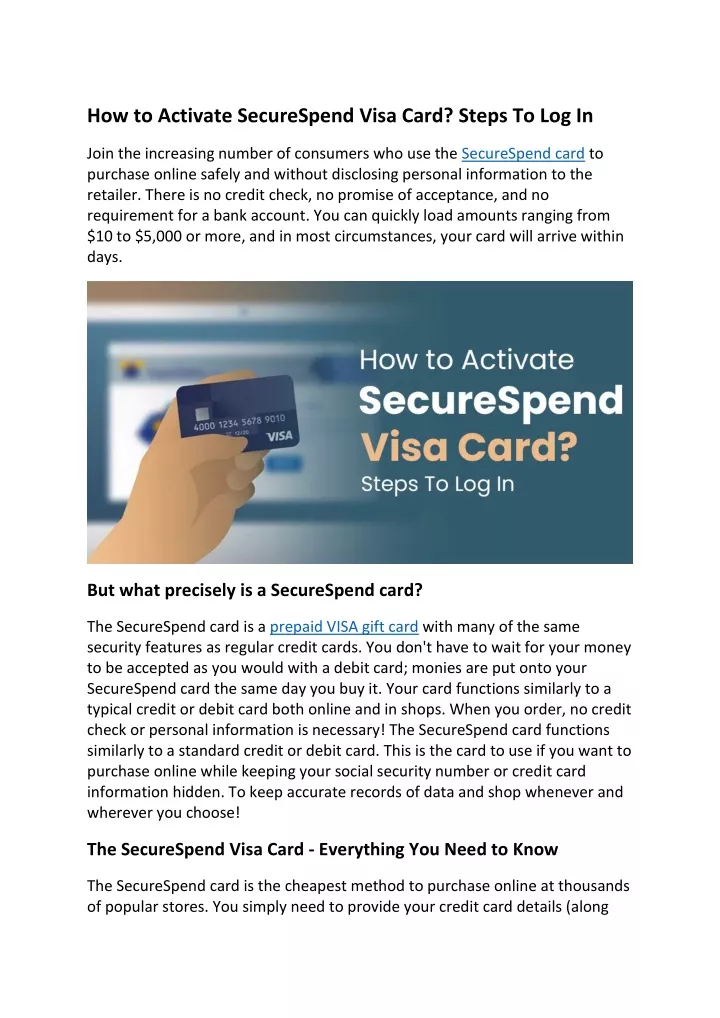 PPT - How to Activate SecureSpend Visa Card? Steps To Log In PowerPoint ...