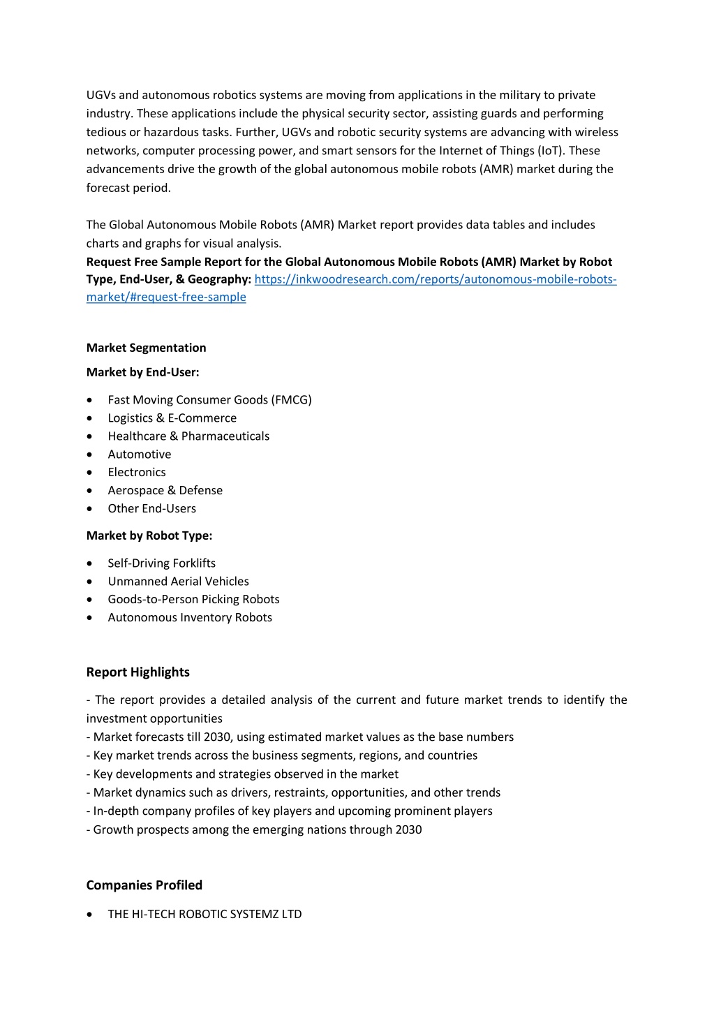 PPT - Global Autonomous Mobile Robots (AMR) Market Growth by 2030 ... PPT - Global Autonomous Mobile Robots (AMR) Market Growth by 2030 ...