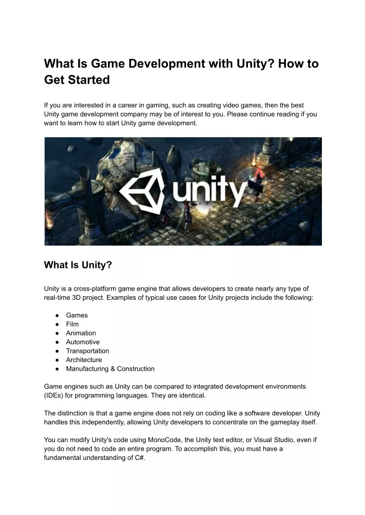 PPT - What Is Game Development with Unity_ How to Get Started ...