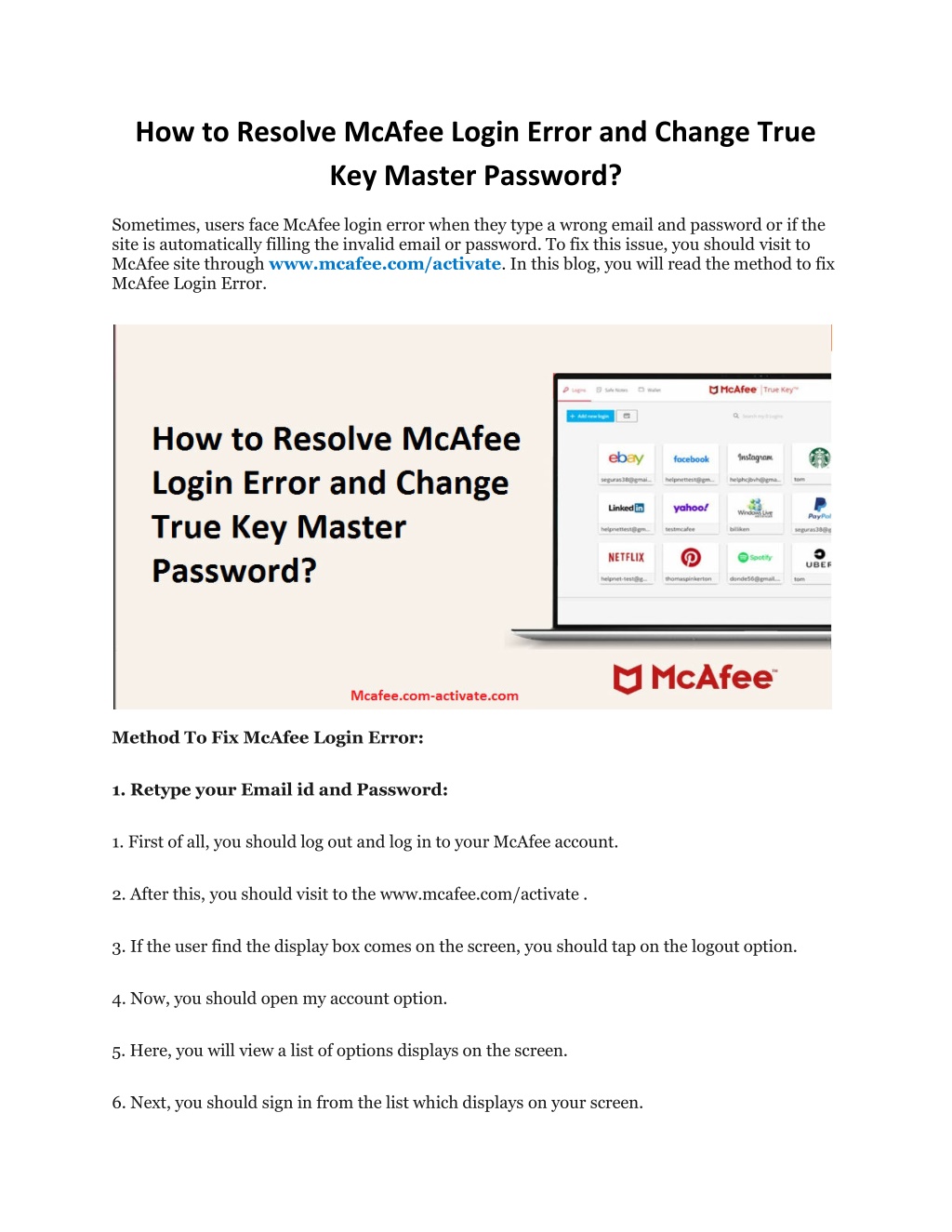PPT - McAfee Login Error and Change True Key Master Password PowerPoint Presentation - ID:11634925
