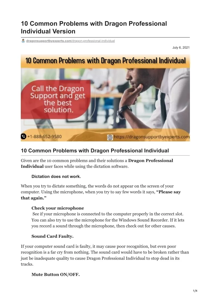 PPT - 10 Common Problems with Dragon Professional Individual Version ...