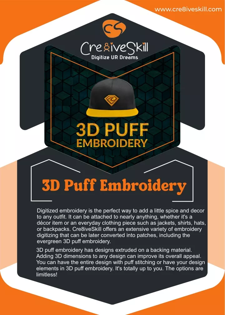 PPT - 3D Puff Embroidery Digitizing Service | Cre8iveSkill PowerPoint ...