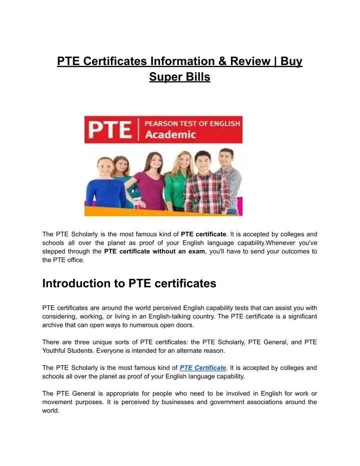 PPT - PTE Certificates Information & Review | Buy Super Bills ...