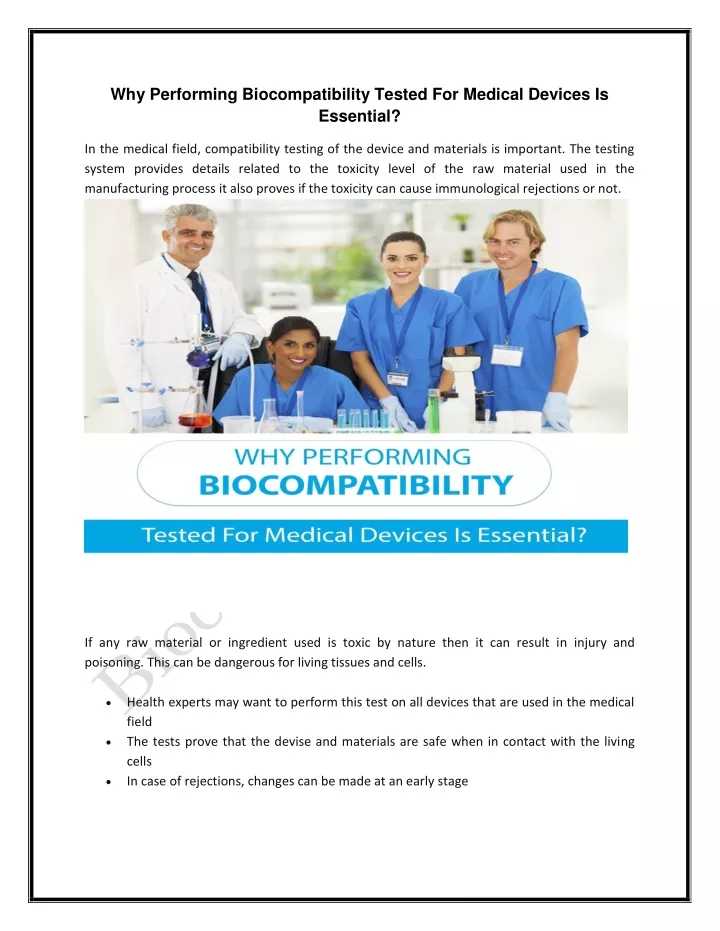 PPT - Why Performing Biocompatibility Tested For Medical Devices Is ...