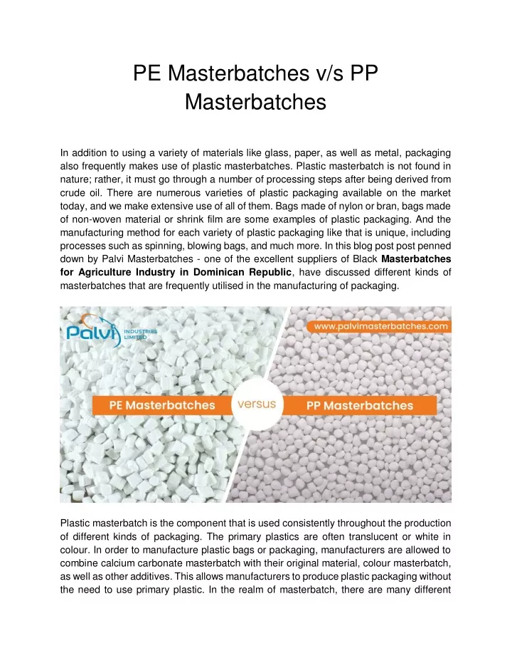 PPT - PE Masterbatches v/s PP Masterbatches PowerPoint Presentation, free download - ID:11638570