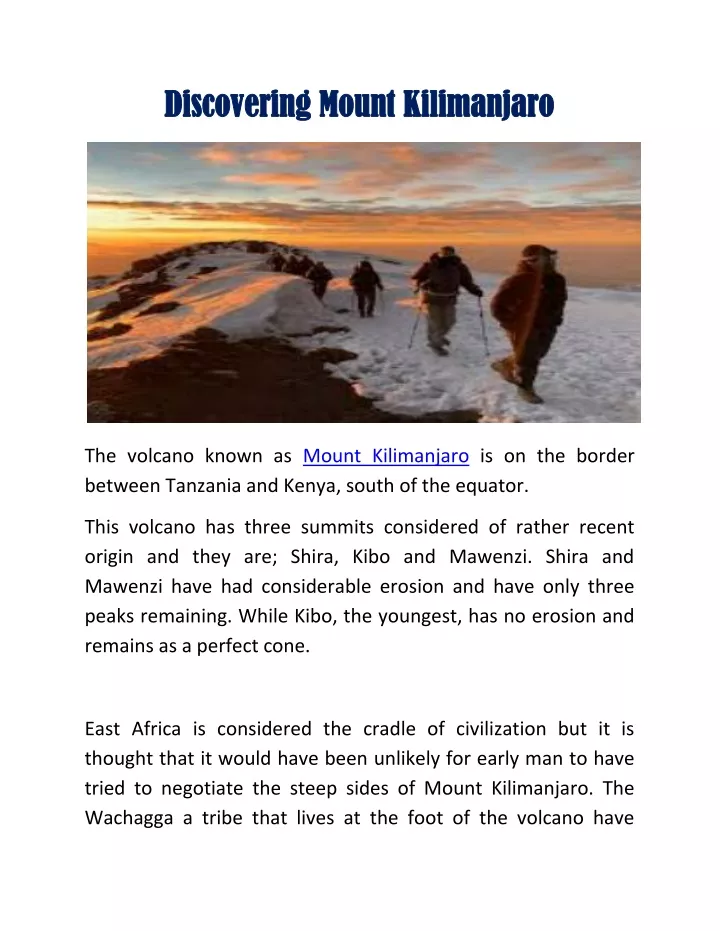 PPT - Discovering Mount Kilimanjaro PowerPoint Presentation, free ...