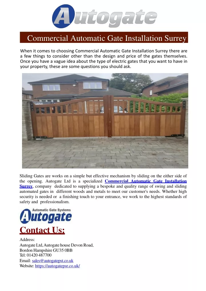 PPT - Commercial Automatic Gate Installation Surrey PowerPoint ...