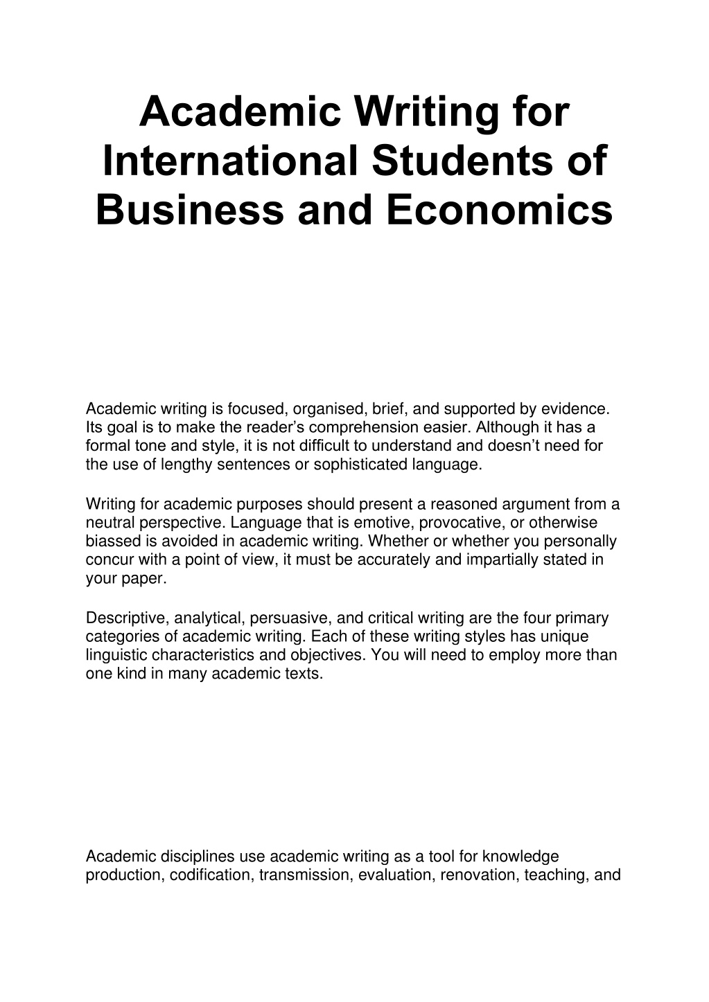 PPT - Academic Writing for International Students of Business and ...