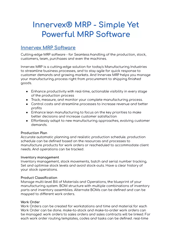 PPT - Innervex® MRP - Simple Yet Powerful MRP Software PowerPoint ...