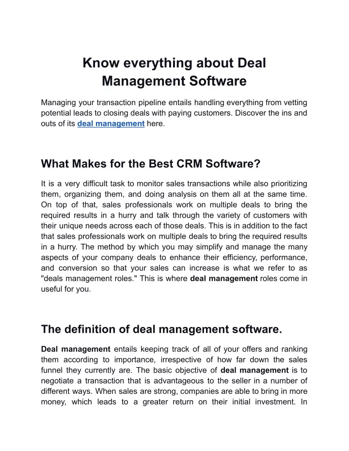 PPT - Know everything about Deal Management Software PowerPoint ...