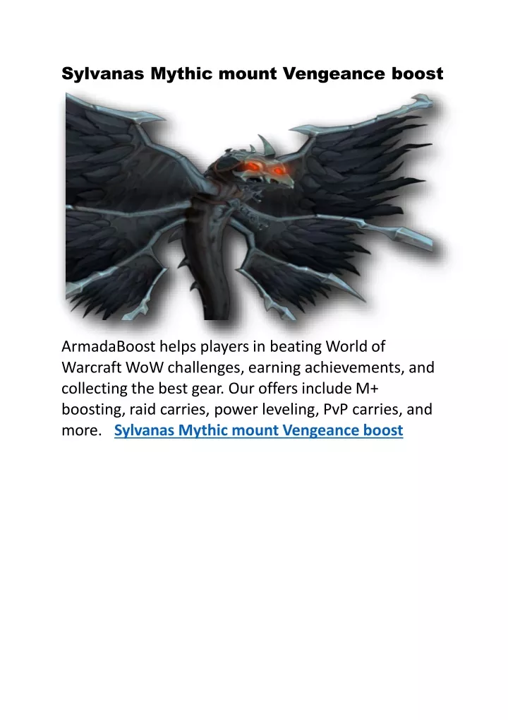 PPT - Sylvanas Mythic mount Vengeance boost PowerPoint Presentation ...