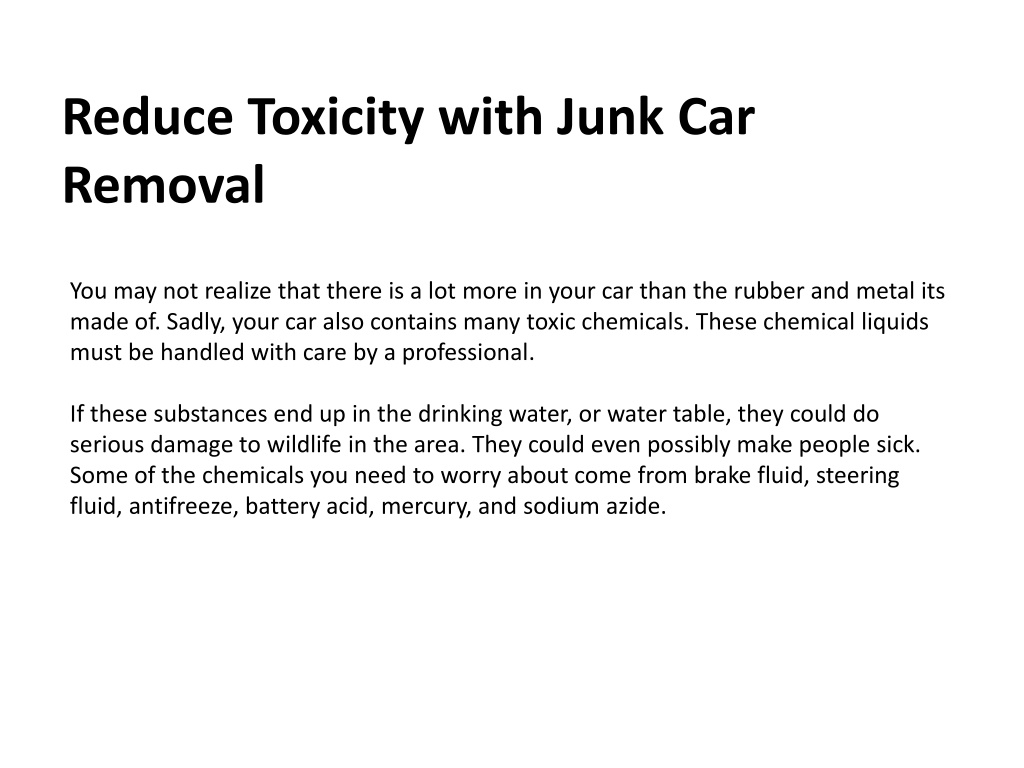 PPT - How Junk Car Removal Helps the Planet PowerPoint Presentation ...
