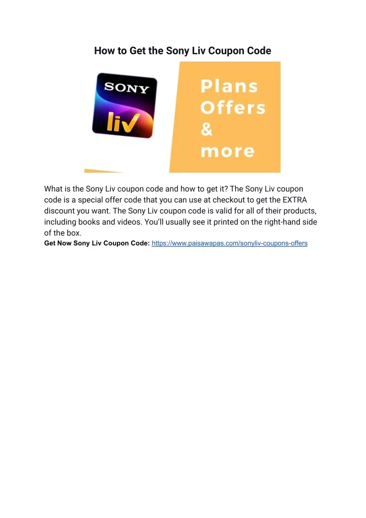 PPT - How to Get the Sony Liv Coupon Code PowerPoint Presentation, free ...