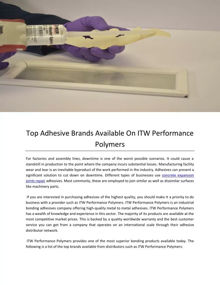 PPT - Top Adhesive Brands Available On ITW Performance Polymers PowerPoint Presentation - ID ...