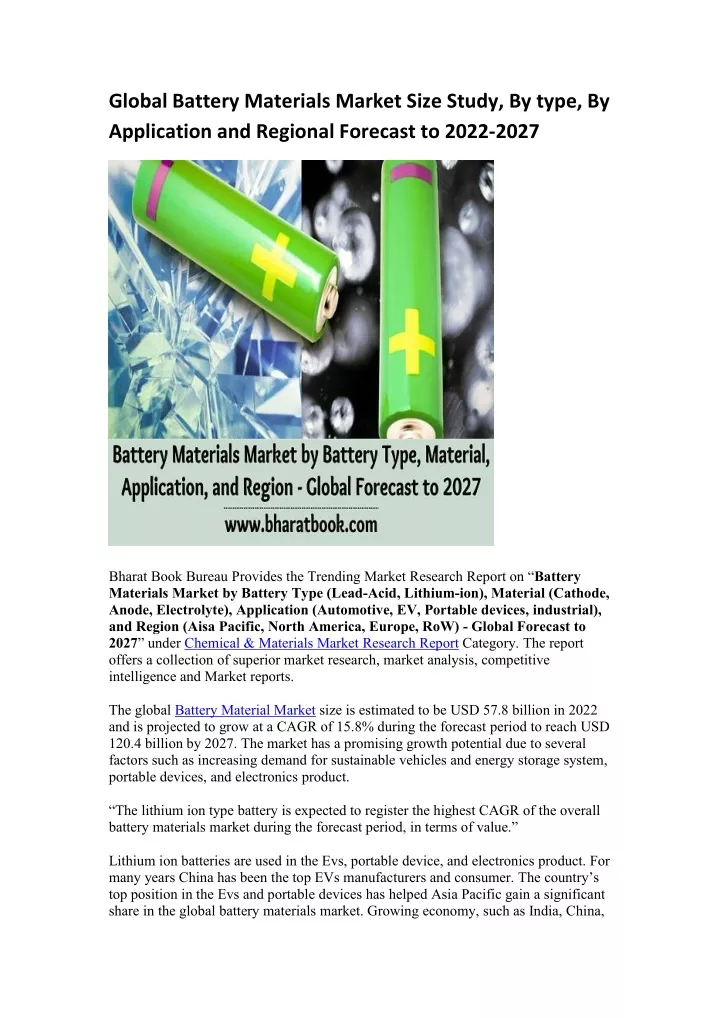 PPT - Global Battery Materials Market Research Report 2022-2027 ...