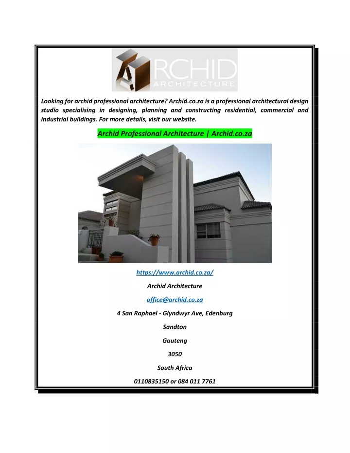 PPT - Archid Professional Architecture Archid.co.za PowerPoint ...