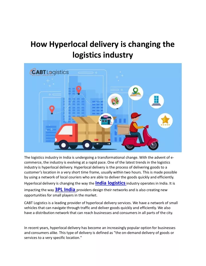 PPT - How Hyperlocal delivery is changing the logistics industry ...