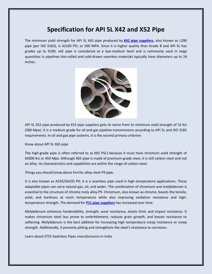 PPT - Specification for API 5L X42 and X52 PowerPoint Presentation ...