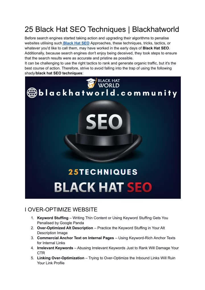 PPT - 25 Black Hat SEO Techniques _ Blackhatworld PowerPoint ...