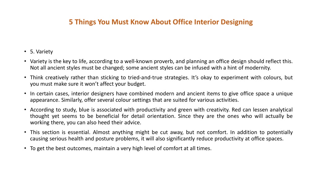 PPT - 5 Things You Must Know About Office Interior Designing PowerPoint ...
