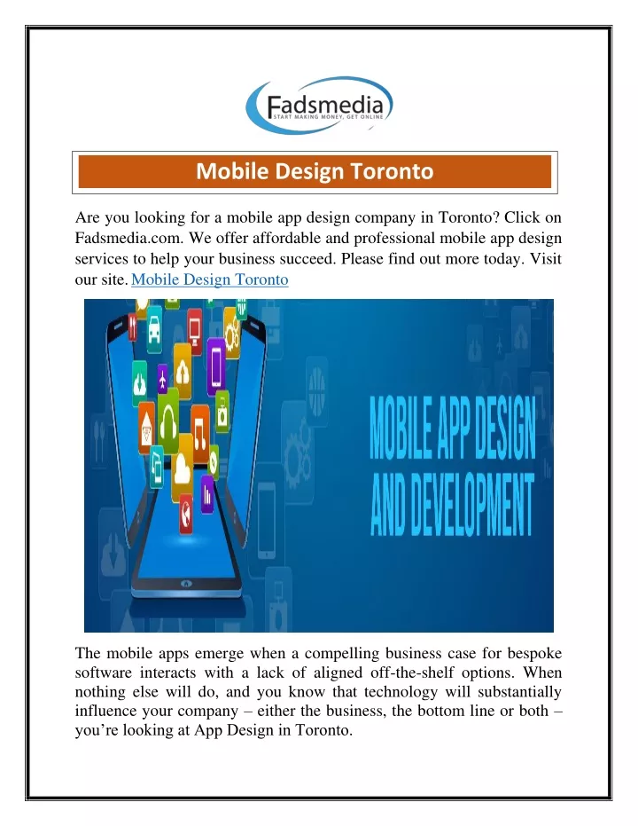 PPT - Mobile Design Toronto Fadsmedia PowerPoint Presentation, free ...