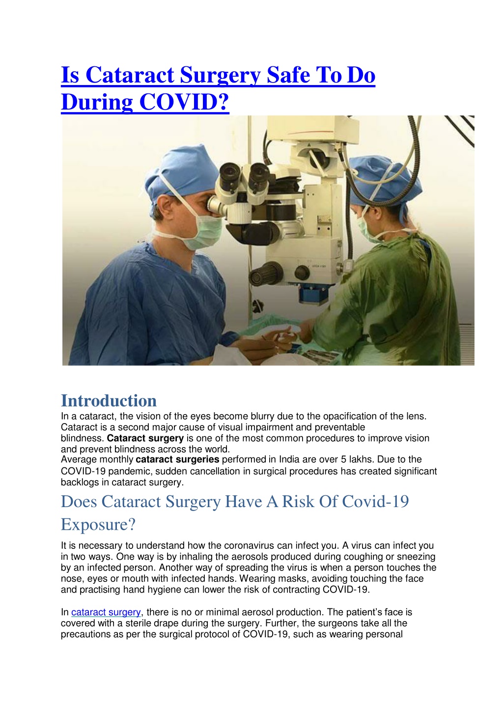 PPT - Is Cataract Surgery Safe To Do During COVID? PowerPoint ...