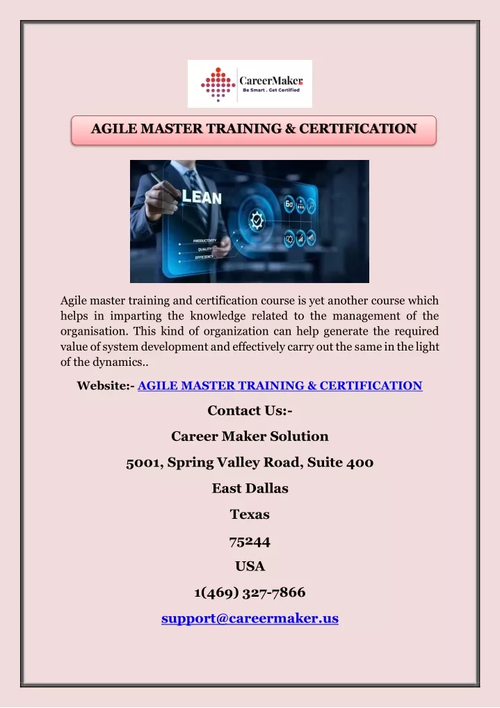PPT - AGILE MASTER TRAINING & CERTIFICATION PowerPoint Presentation ...