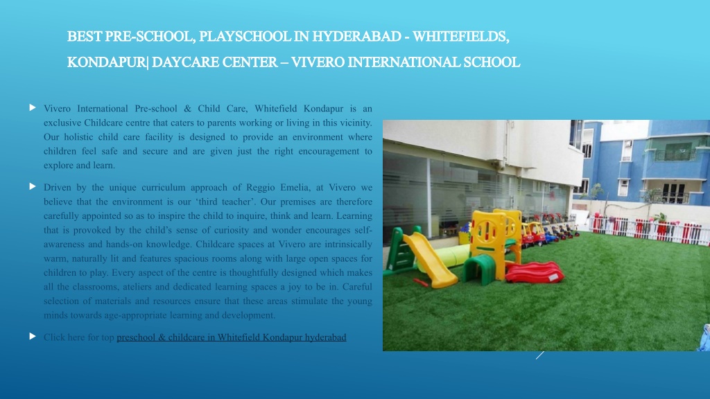 PPT - Best Playschool IN Hyderabad - Whitefields - Vivero International ...